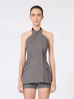 Max Mara Gabardine Wool Sleeveless Jacket