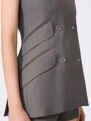 Max Mara Gabardine Wool Sleeveless Jacket