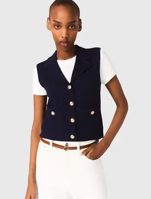 Maje Textured Knit Polo Cardigan