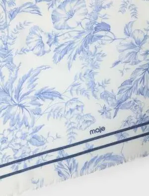 Maje Floral Print Wool Blend Shawl
