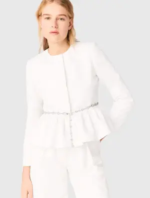 Maje Cropped Jacket With Jeweled Belt