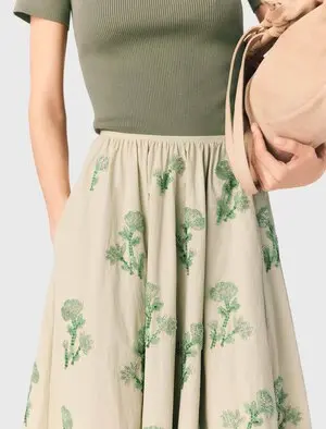 Maje Beaded Floral Embroidered Technical Skirt