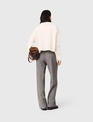 Maje Checked Wool Palazzo Trousers