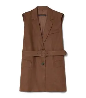 Marina Rinaldi Linen Canvas Belted Waistcoat