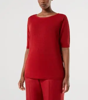 Marina Rinaldi Linen-blend T-shirt - Red