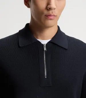 BOSS Virgin Wool Zip-up Polo Sweater