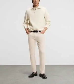 BOSS Cashmere Polo Sweater - White