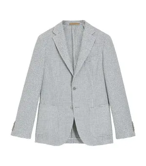 BOSS Linen-silk-cotton Slim Blazer - Blue
