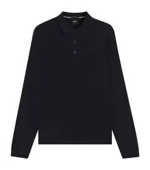 BOSS Virgin Wool Polo Sweater - Blue