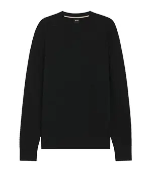 BOSS Cotton Textured Sweater - Black