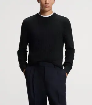 BOSS Cotton Textured Sweater - Black