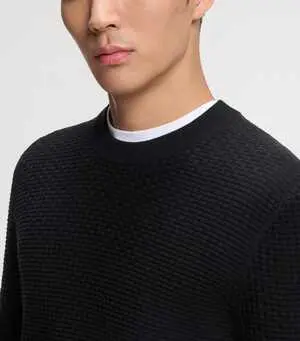 BOSS Cotton Textured Sweater - Black