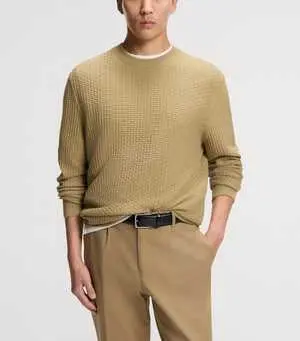 BOSS Cotton Textured Sweater - Beige