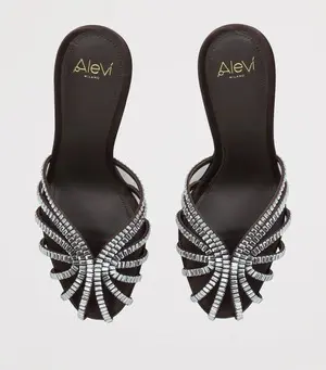 ALEVI MILANO Satin Emily Xtal Heeled Sandals 95 - Brown