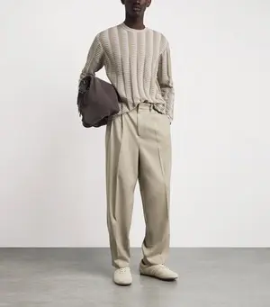 Emporio Armani Cotton Woven Jacquard Sweater - Beige