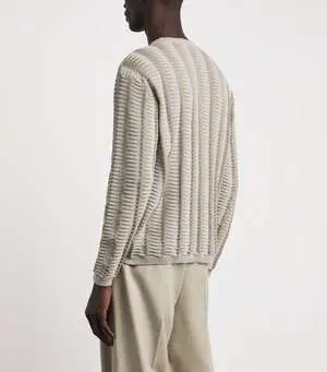 Emporio Armani Cotton Woven Jacquard Sweater - Beige