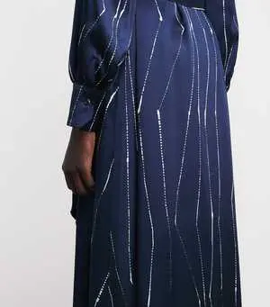 Kiton Silk Stripe Maxi Shirt Dress - Navy