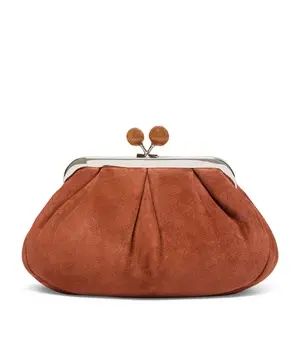 Max Mara Suede Leather Pasticcino Clutch - Brown