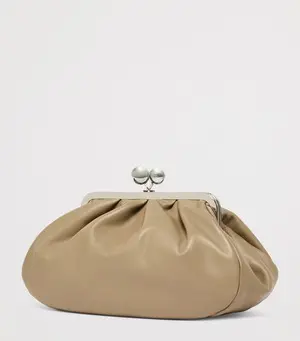 Max Mara Medium Leather Pasticcino Clutch - Beige