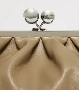 Max Mara Medium Leather Pasticcino Clutch - Beige