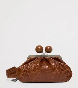 Max Mara Medium Croc-embossed Pasticcino Clutch