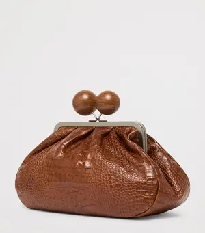 Max Mara Medium Croc-embossed Pasticcino Clutch