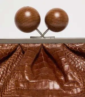 Max Mara Medium Croc-embossed Pasticcino Clutch