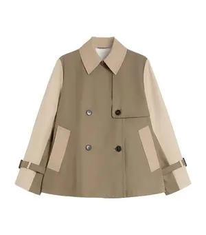 Max Mara Gabardine Cropped Trench Coat - Brown
