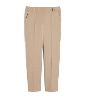 Max Mara Stretch-cotton Ankle-length Trousers - Beige