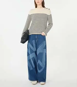 Max Mara Cotton-blend Striped Sweater - Blue