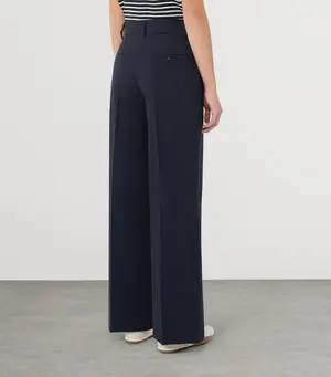 Max Mara Wool Wide-leg Trousers - Blue