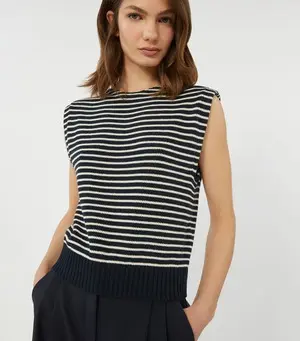 Max Mara Cotton-blend Stripe Sweater Vest - Blue