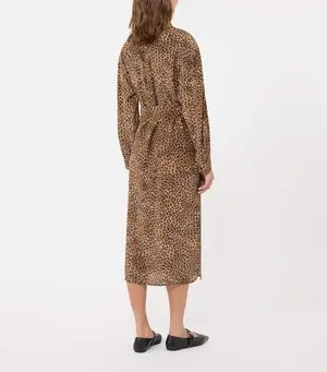 Max Mara Silk Leopard Print Midi Shirt Dress