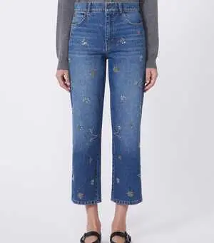 Max Mara Embellished Straight Cropped Jeans
