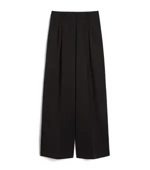 Max Mara Virgin Wool Wide-leg Trousers - Black