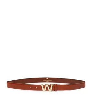 Max Mara Leather Logo Belt - Brown
