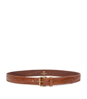 Max Mara Croc-embossed Leather Belt - Brown