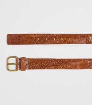 Max Mara Croc-embossed Leather Belt