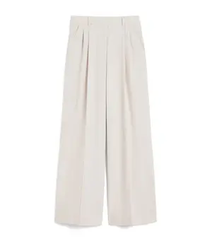 Max Mara Virgin Wool Wide-leg Trousers - White