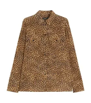 Max Mara Silk Leopard Print Shirt - Beige