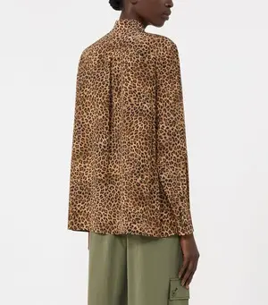 Max Mara Silk Leopard Print Shirt
