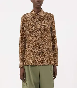 Max Mara Silk Leopard Print Shirt