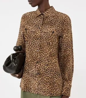 Max Mara Silk Leopard Print Shirt