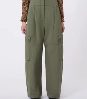 Max Mara Cotton-blend Wide Leg Cargo Trousers