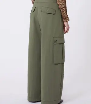 Max Mara Cotton-blend Wide Leg Cargo Trousers