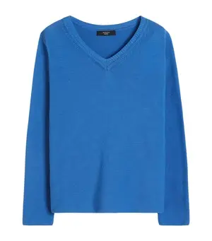 Max Mara Cotton V-neck Sweater - Blue