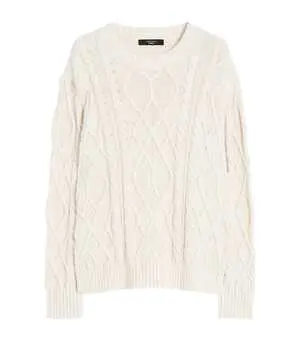 Max Mara Cotton-blend Cable-knit Sweater - White