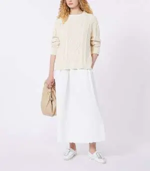 Max Mara Cotton-blend Cable-knit Sweater - White
