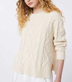 Max Mara Cotton-blend Cable-knit Sweater - White