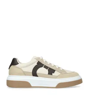 FERRAGAMO Low-top Gancini Sneakers - Beige